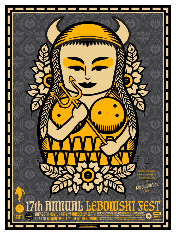 17th Annual Lebowski Fest Poster – Bill Green Studios