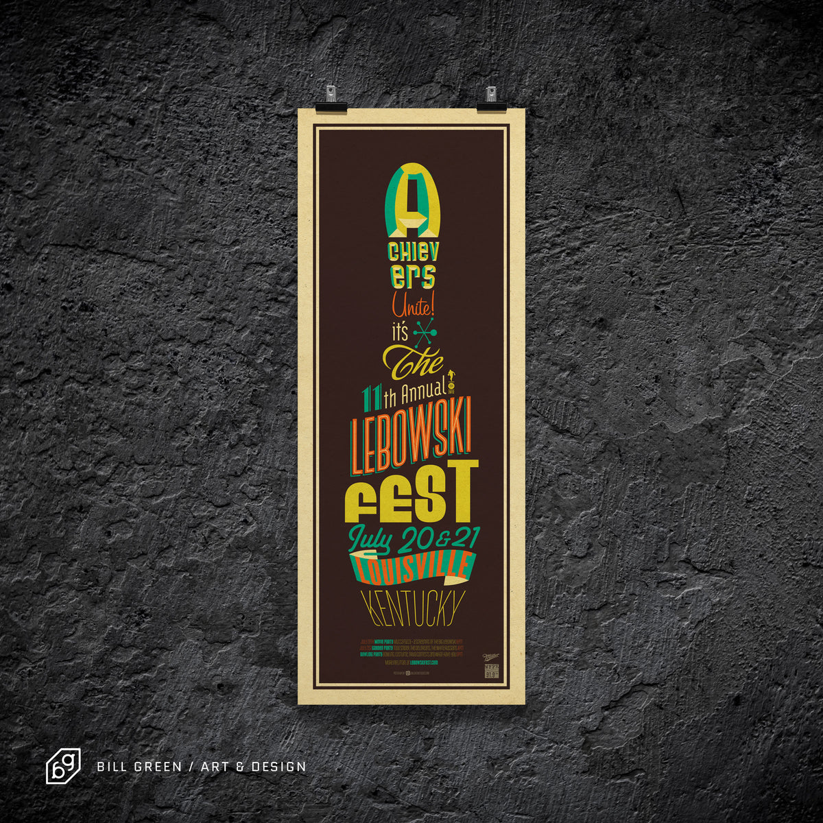 11th Annual Lebowski Fest Poster – Bill Green Studios